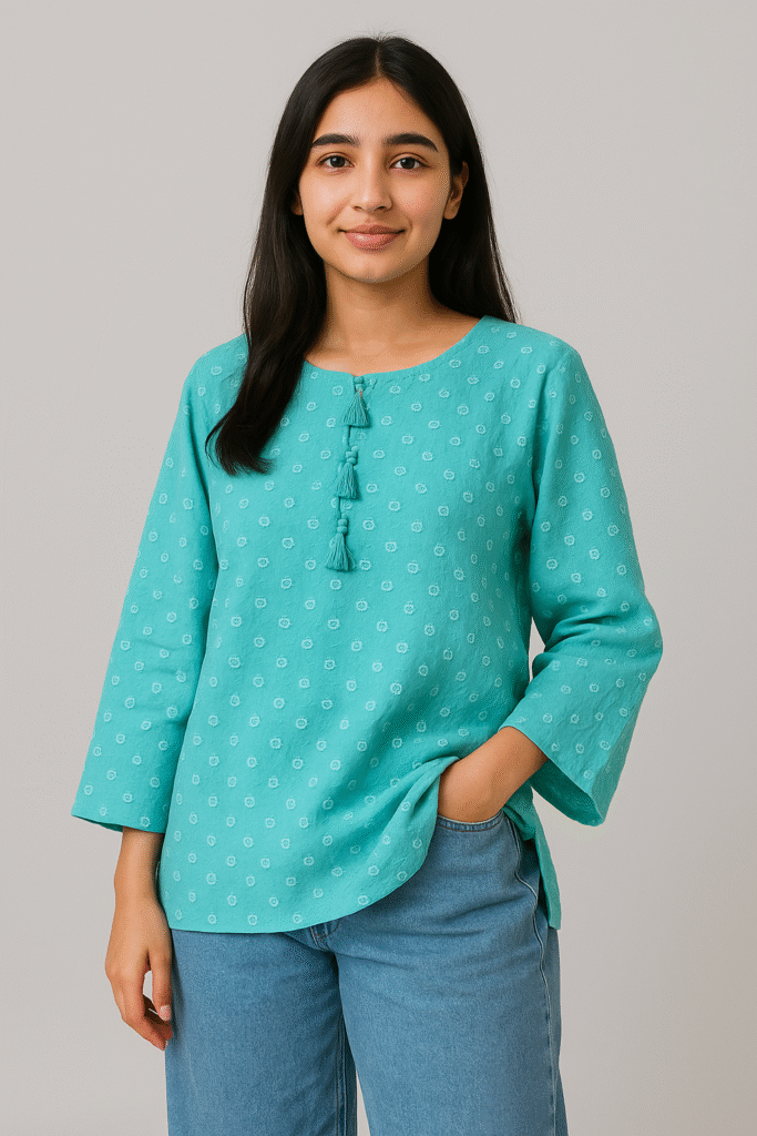 Cyan Designer Chikankari Kurti UK